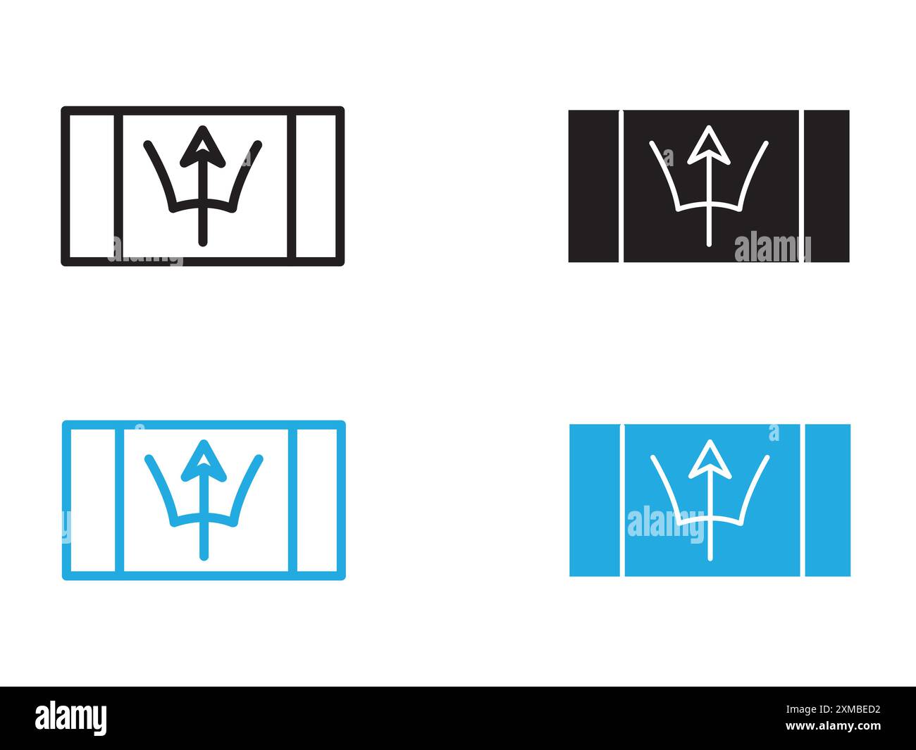Barbados country flag icon vector line logo mark or symbol set ...