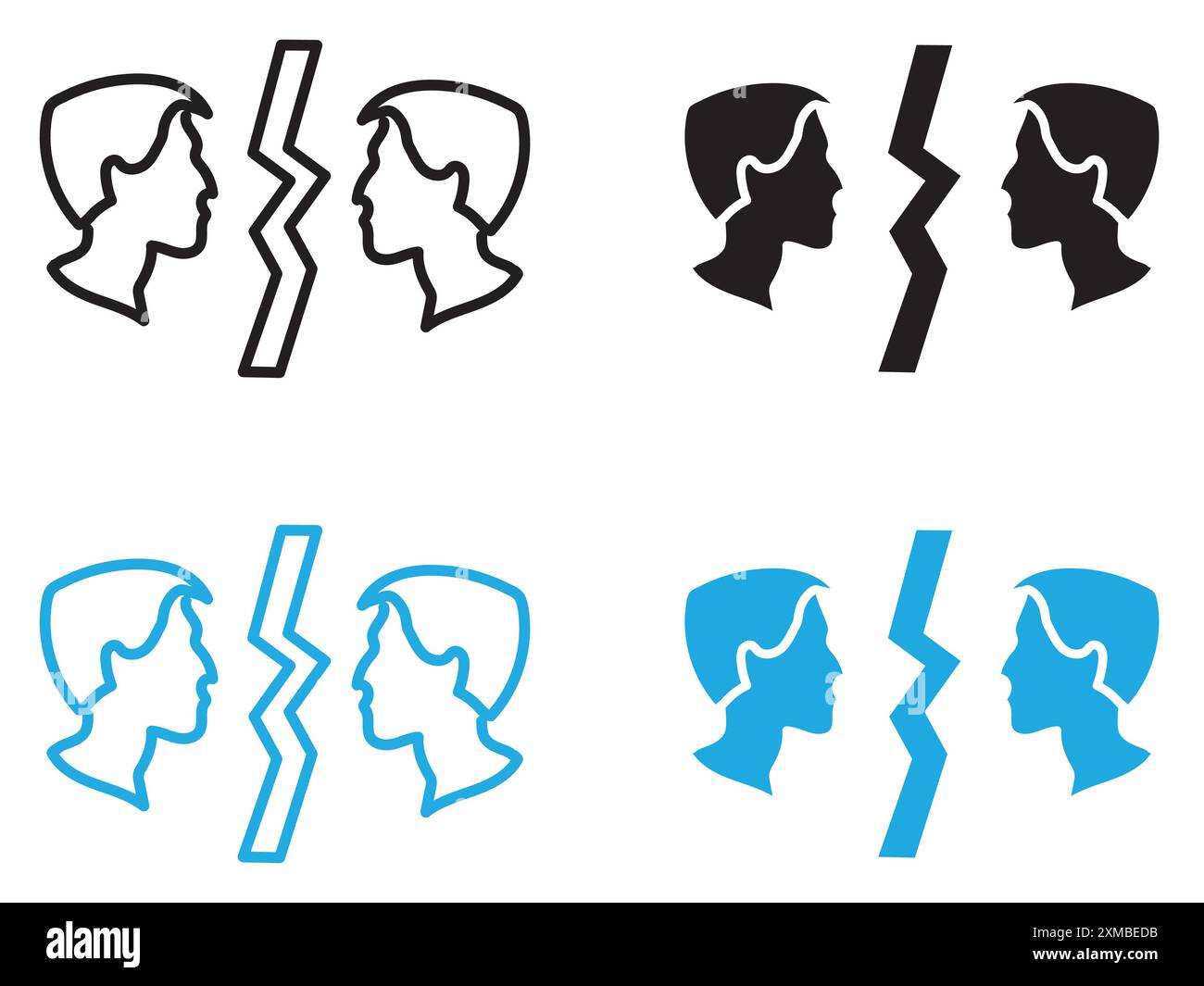 Angry people conflicts icon vector line logo mark or symbol set ...