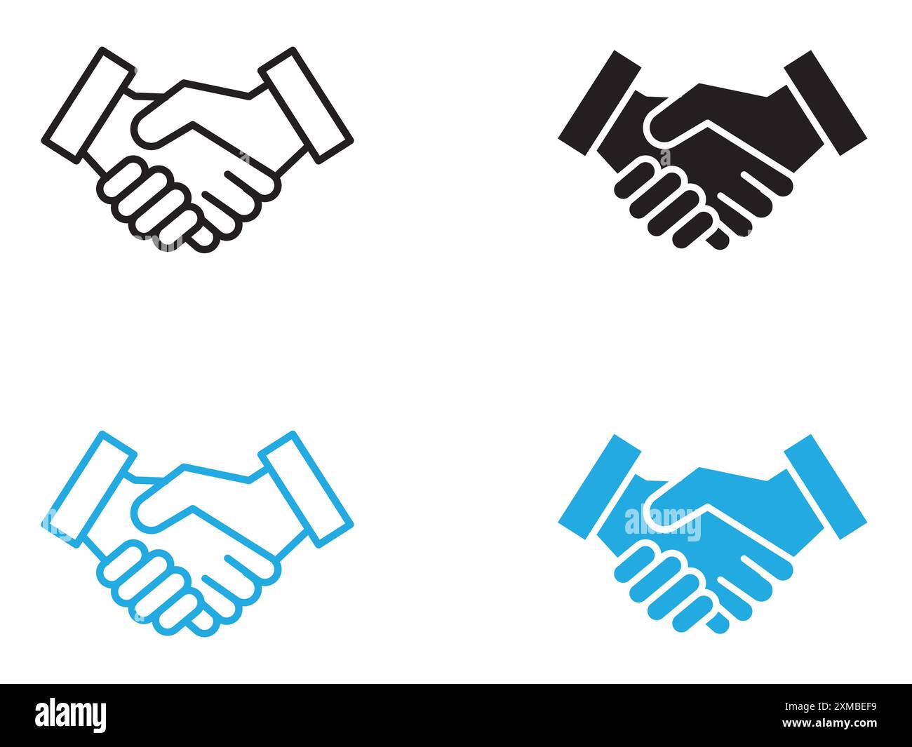 Business agreement handshake icon vector line logo mark or symbol set ...