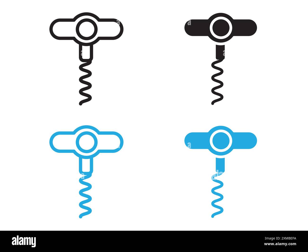 Corkscrew opener icon vector line logo mark or symbol set collection ...