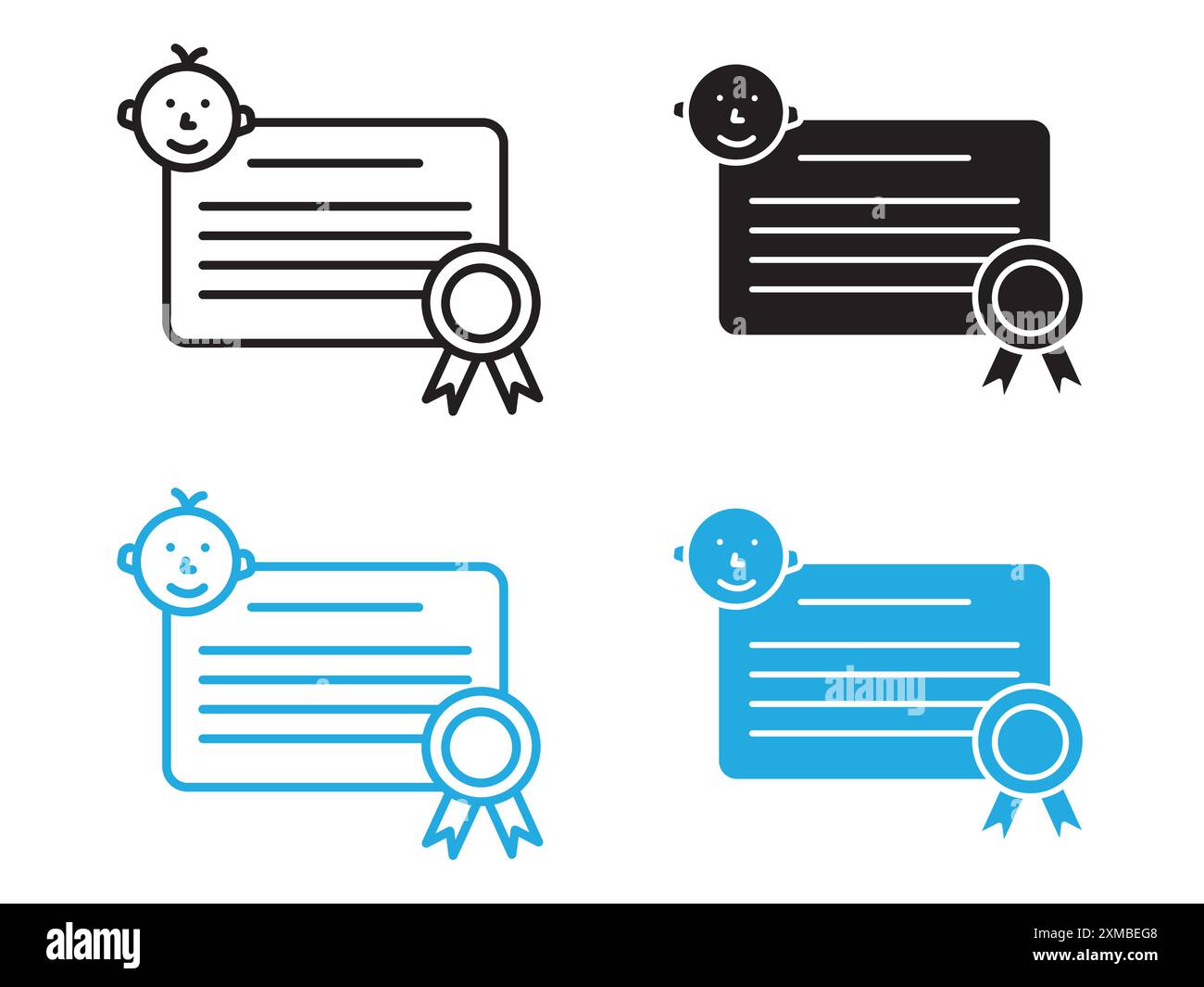 Birth certification icon vector line logo mark or symbol set collection ...