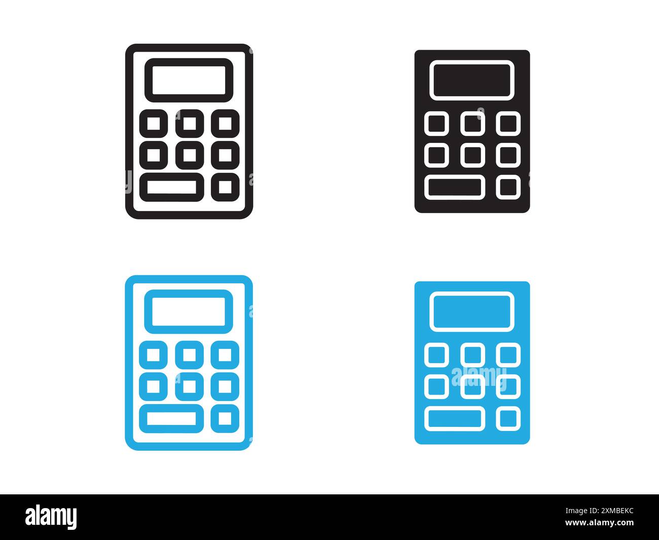 Calculator icon vector line logo mark or symbol set collection outline ...