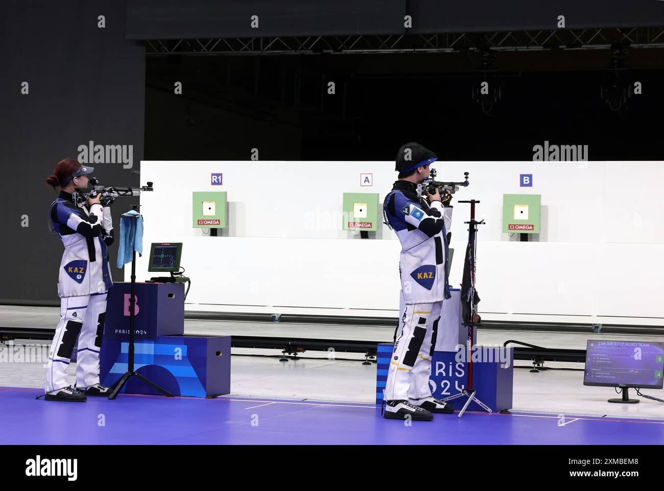 Chateauroux, France. 27th July, 2024. Alexandra Le (L)/Islam Satpayev ...