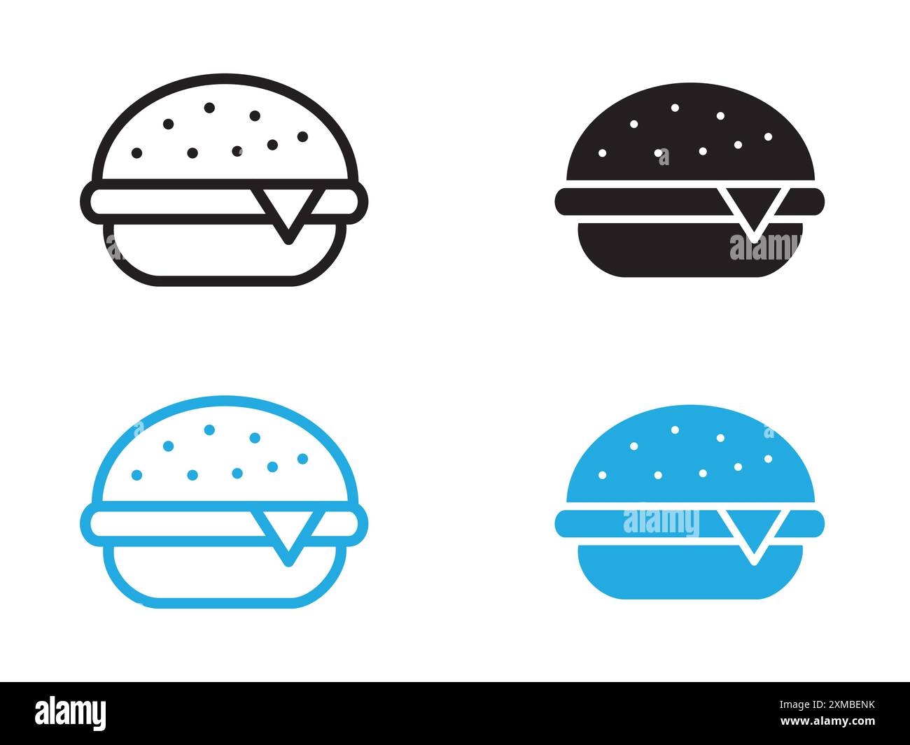 Burger icon vector line logo mark or symbol set collection outline ...