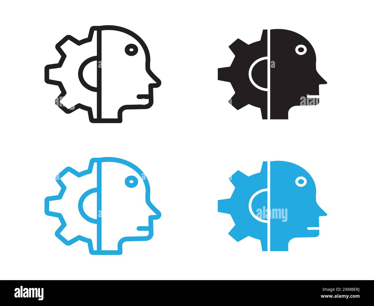 Cyborg icon vector line logo mark or symbol set collection outline ...