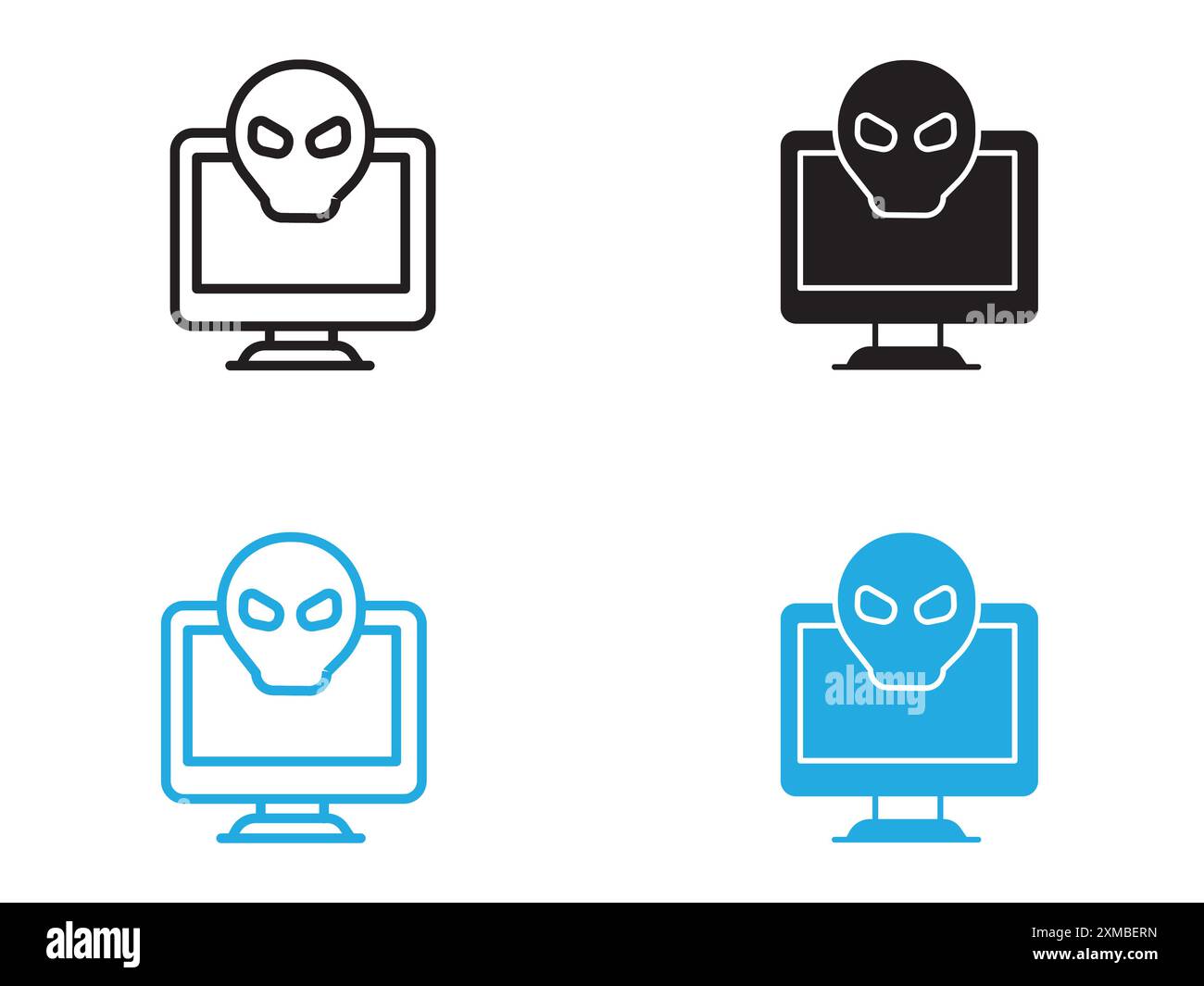 Cyber crime icon vector line logo mark or symbol set collection outline ...