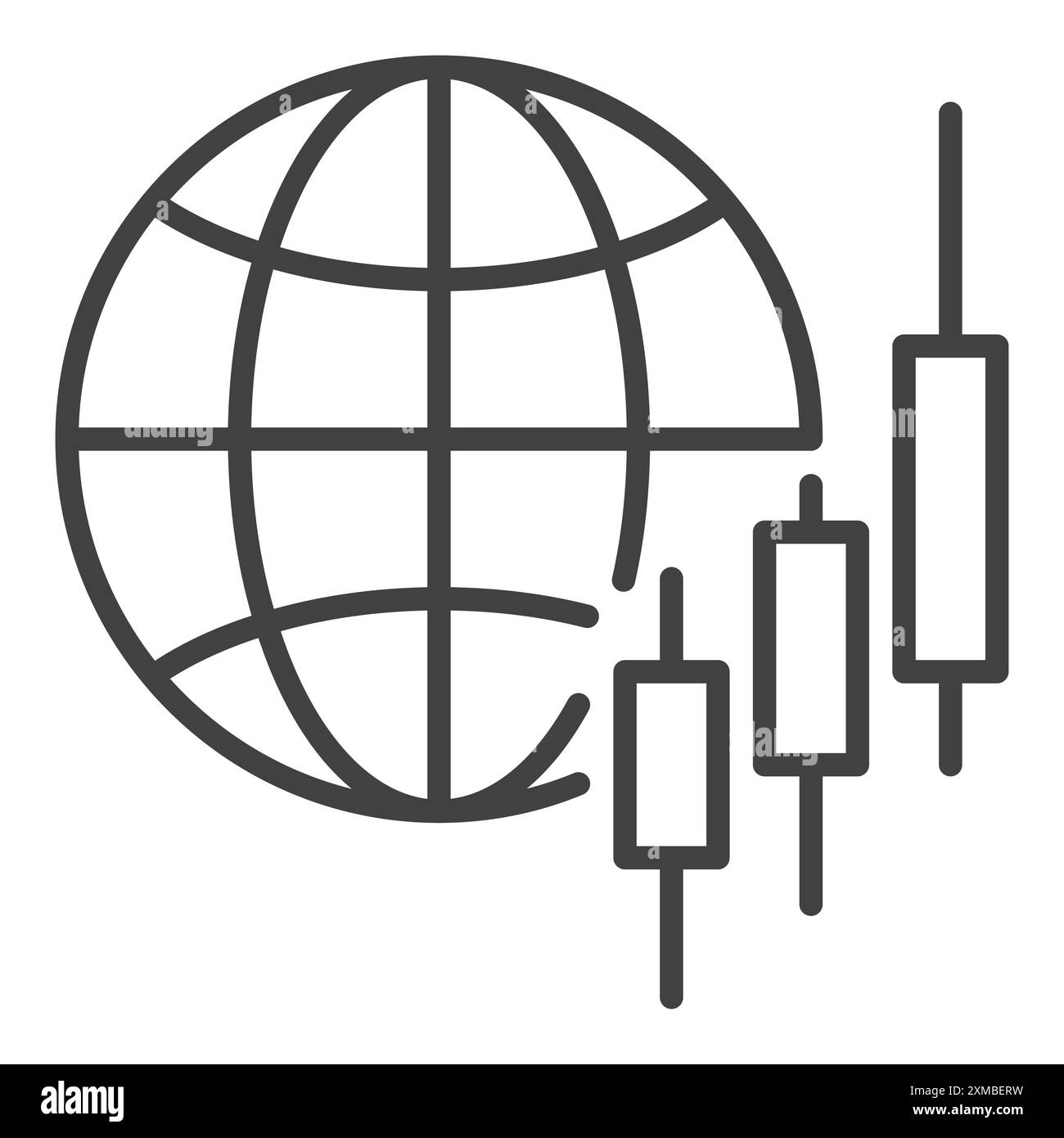 Earth Globe with Candlestick Chart vector concept icon or symbol in ...