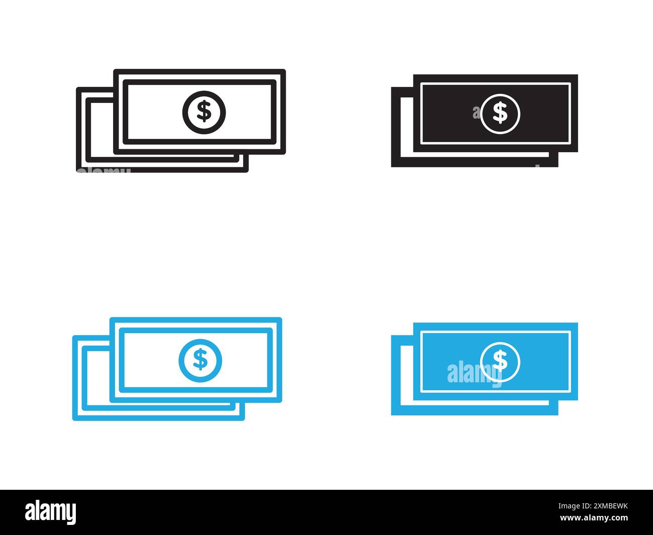 Dollar banknote money icon vector line logo mark or symbol set ...