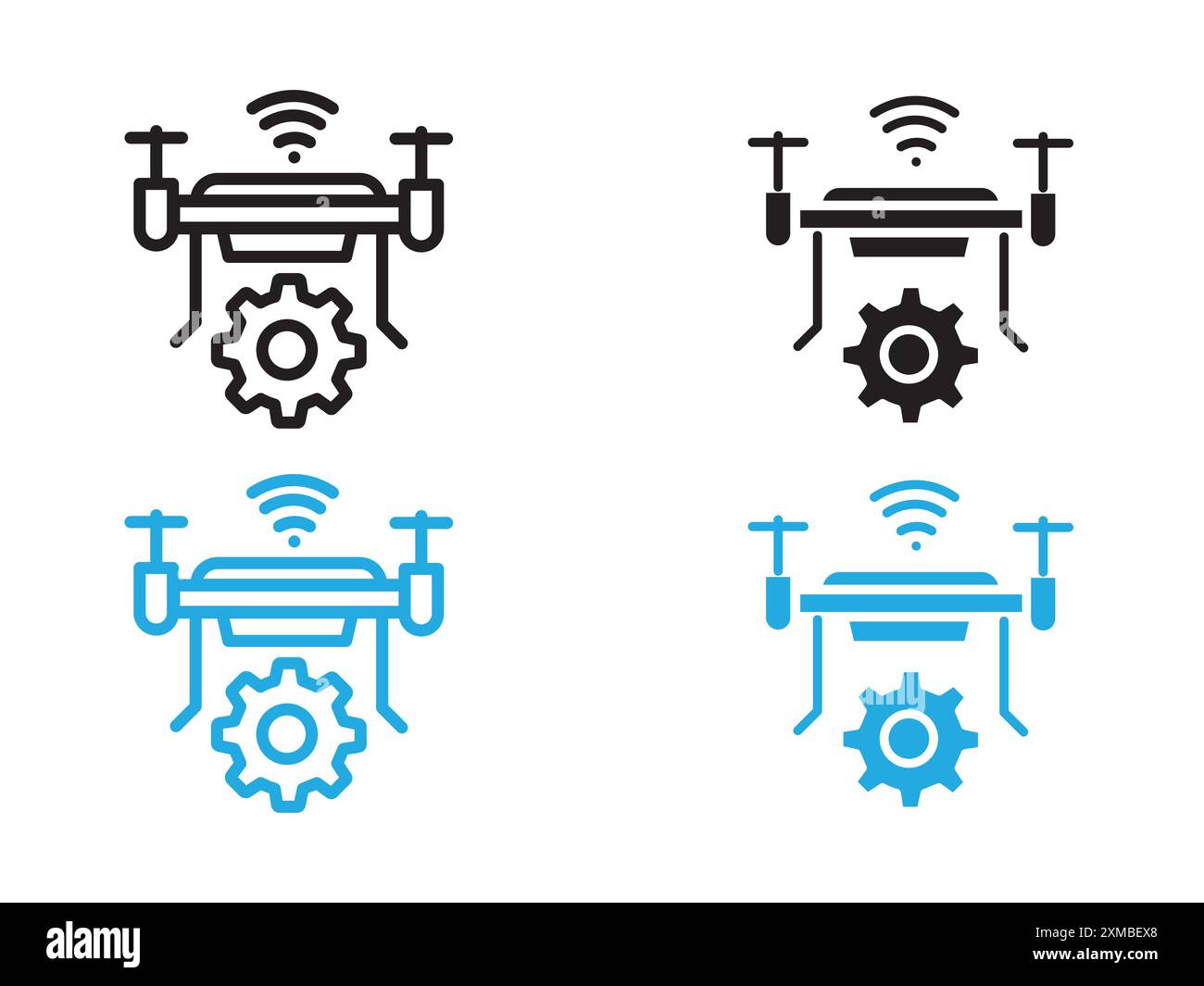 Drone Technology icon vector line logo mark or symbol set collection ...