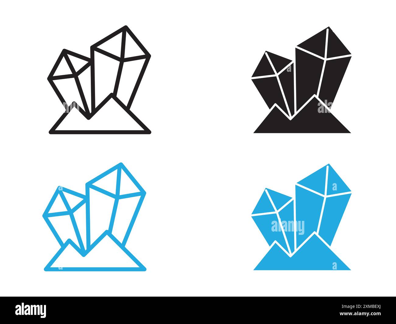 crystal prism icon vector line logo mark or symbol set collection ...