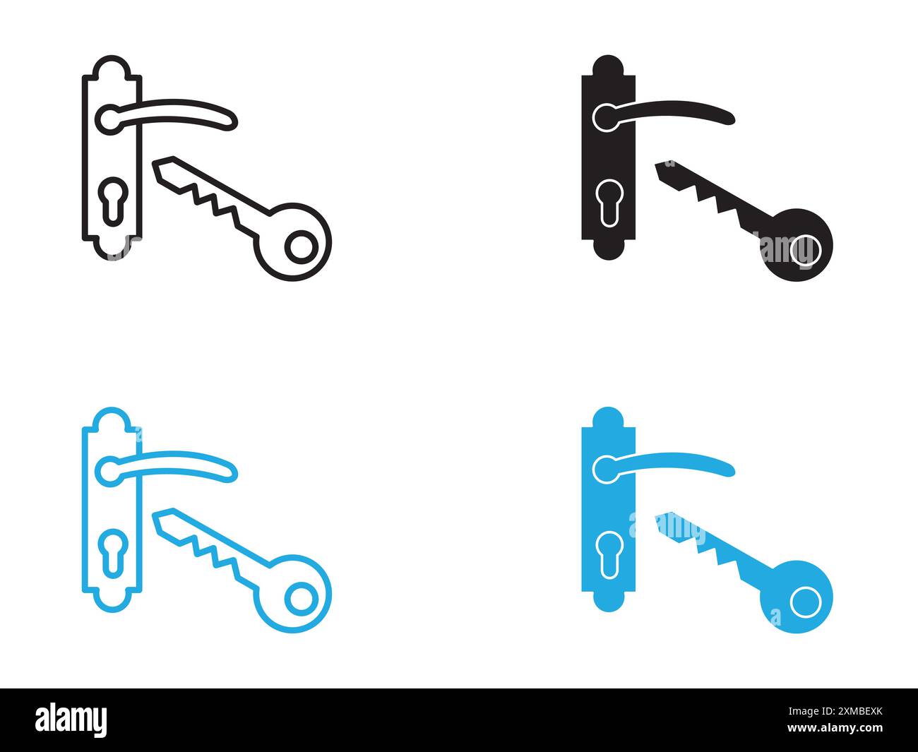 Door key icon (2) vector line logo mark or symbol set collection ...