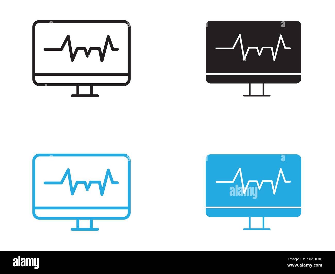ECG monitor icon vector line logo mark or symbol set collection outline style Stock Vector Image ...