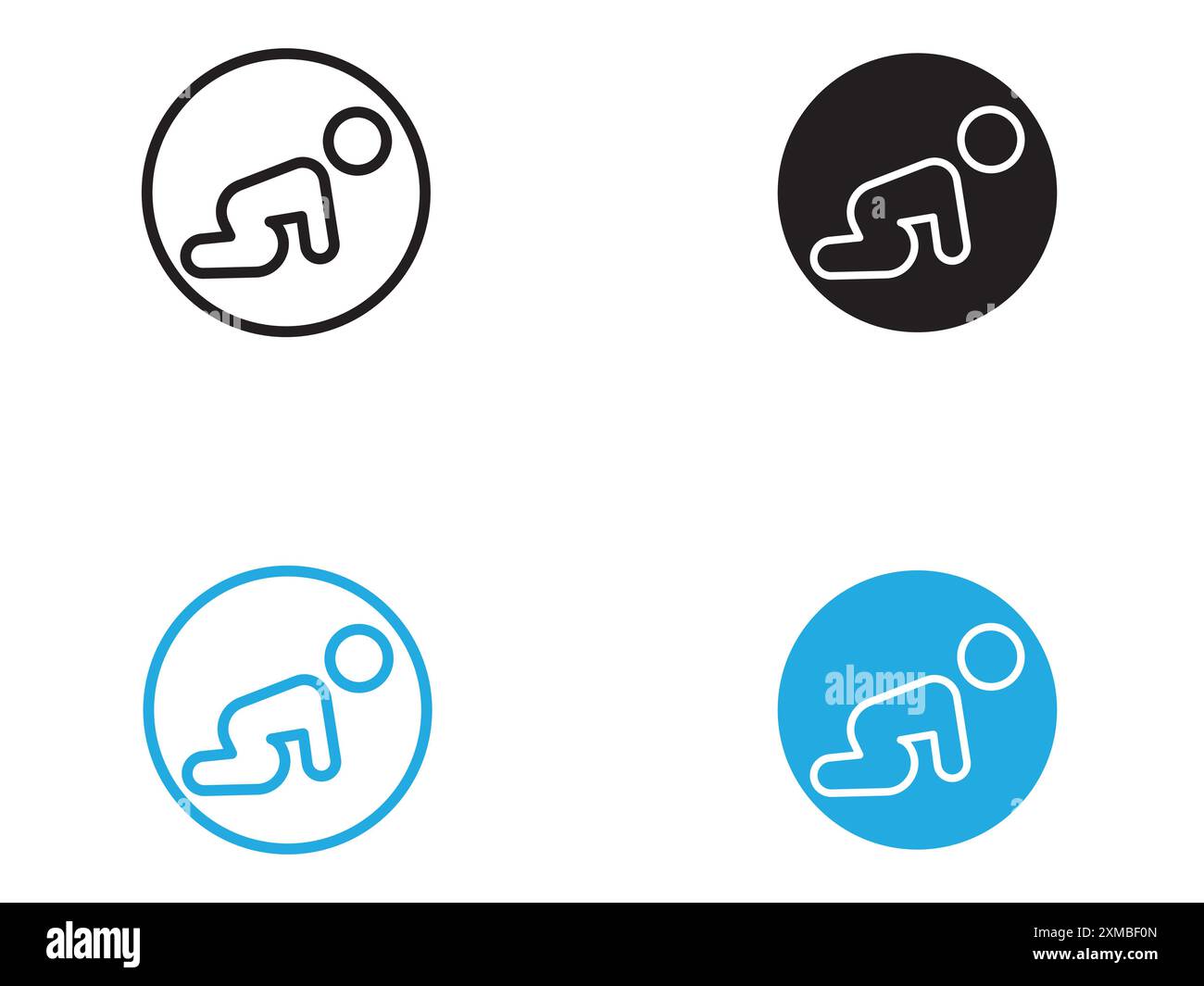 Crawling baby icon vector line logo mark or symbol set collection ...