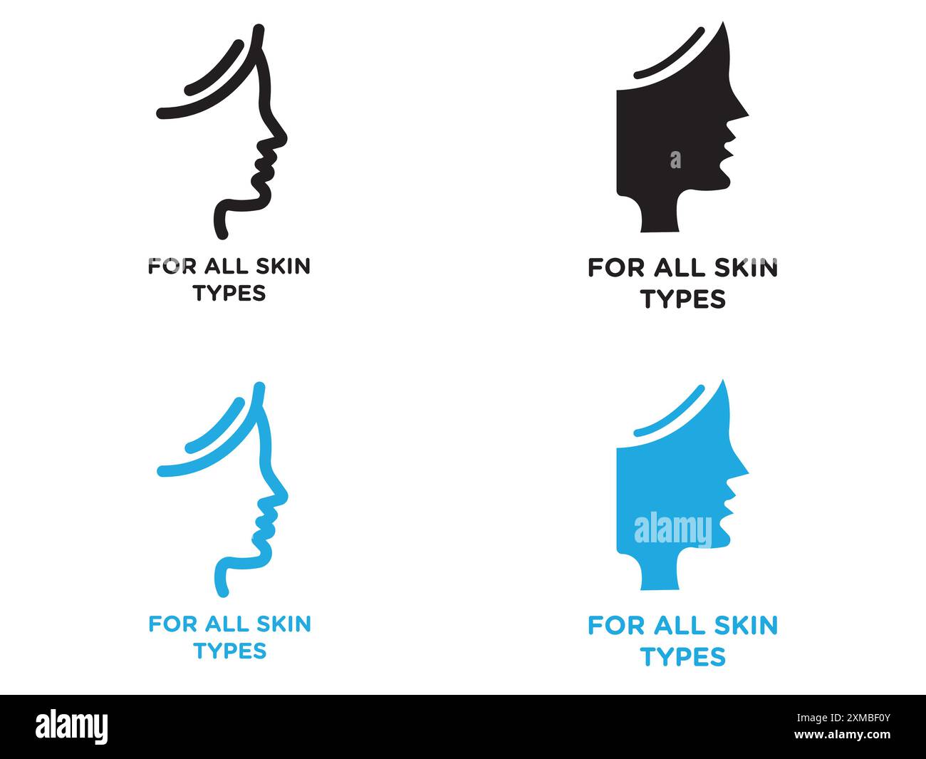 for all skin types icon vector line logo mark or symbol set collection ...