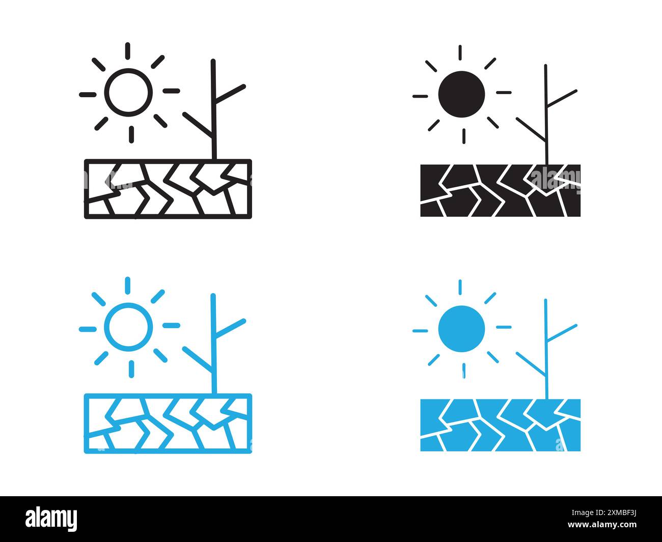 Drought Icon Vector Line Logo Mark Or Symbol Set Collection Outline Style Stock Vector Image