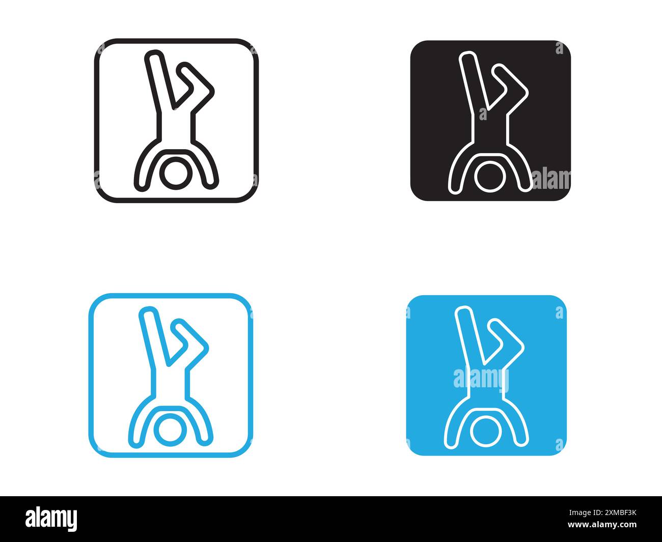 handstand exercise icon vector line logo mark or symbol set collection ...