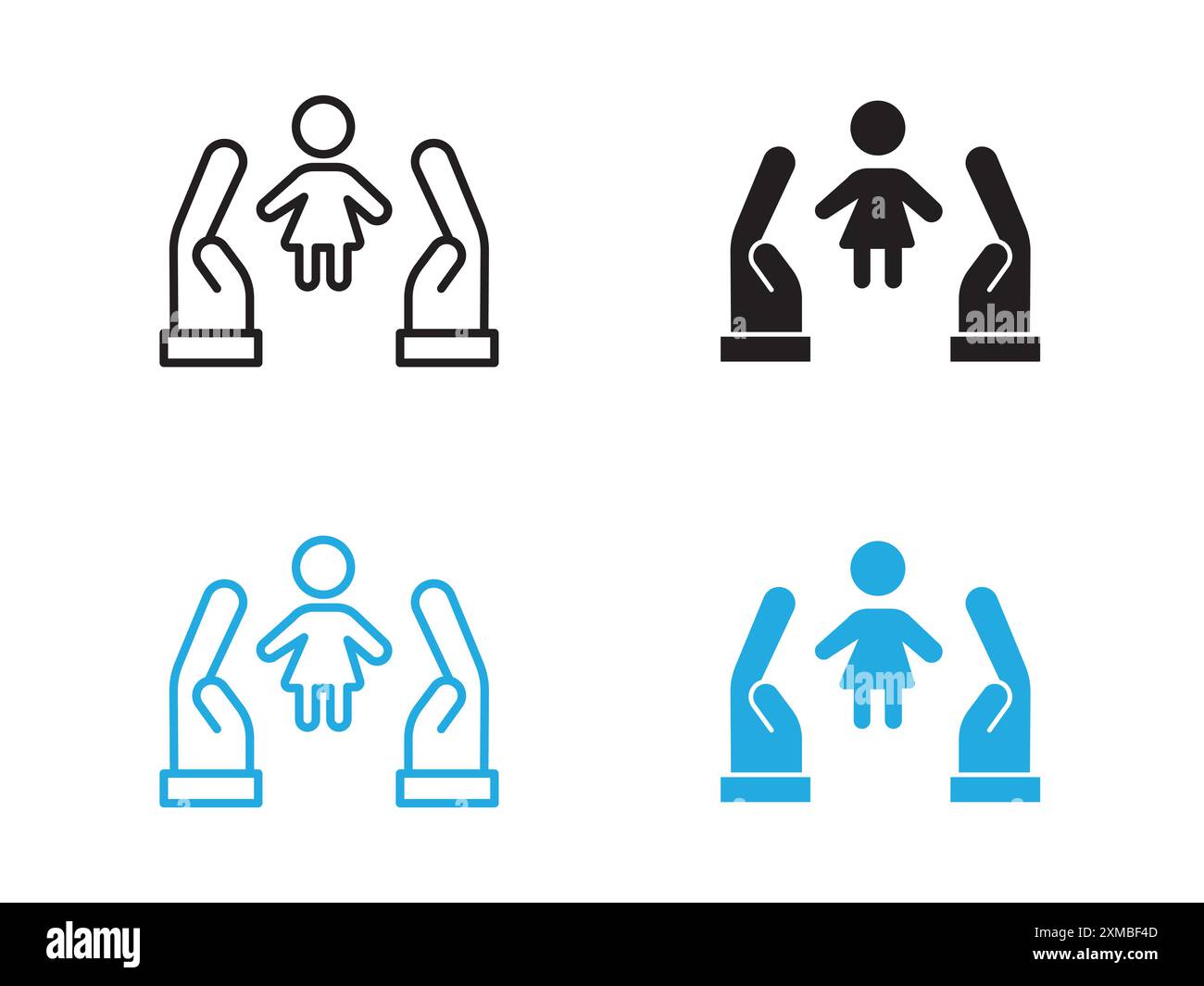 Child custody icon vector line logo mark or symbol set collection ...