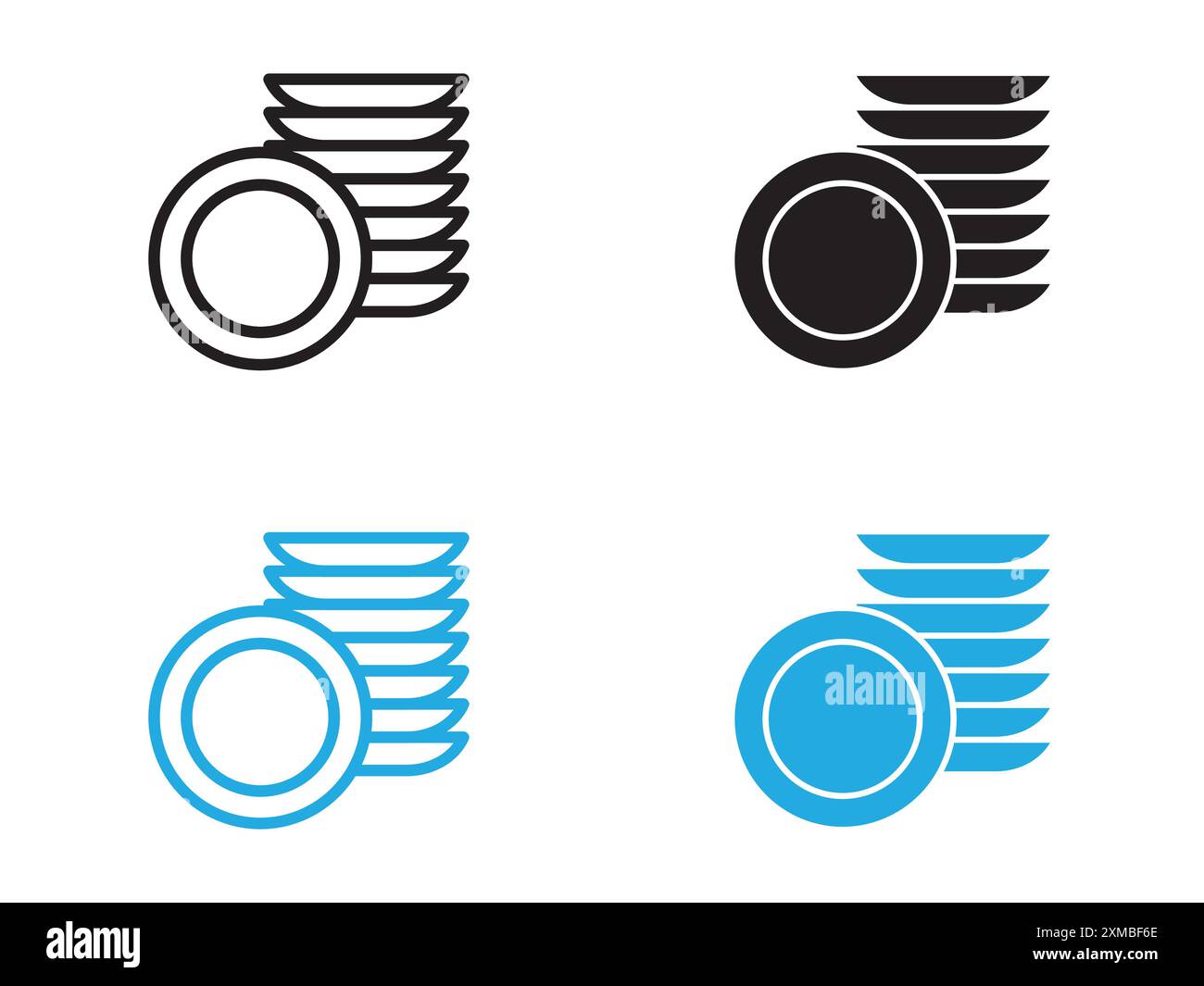 Clean stack plates icon vector line logo mark or symbol set collection ...