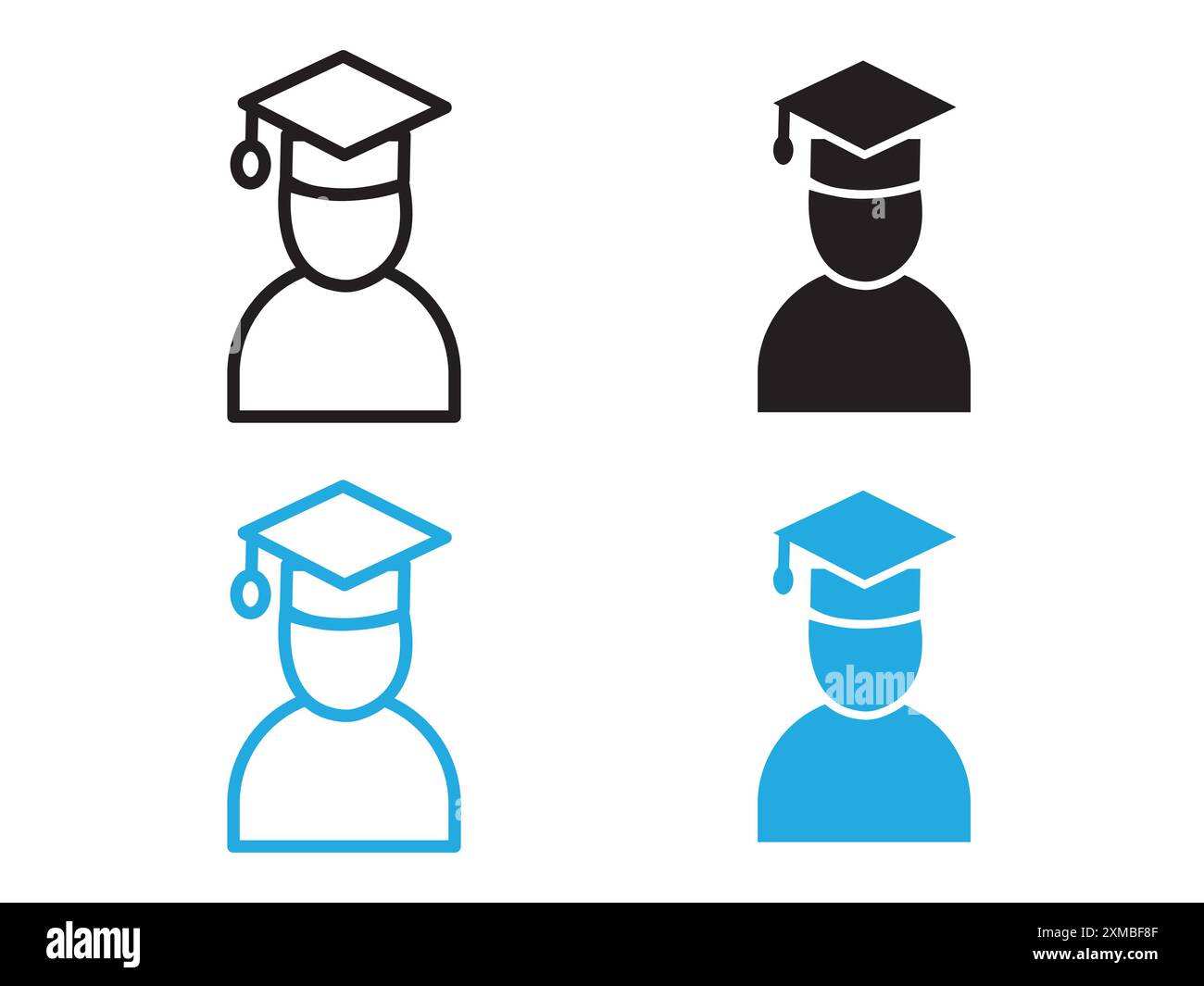Graduated student icon vector line logo mark or symbol set collection ...