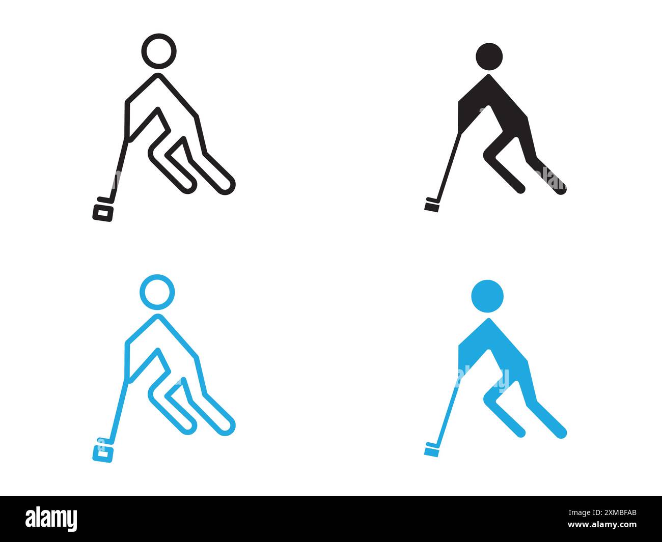 Hockey player icon vector line logo mark or symbol set collection ...
