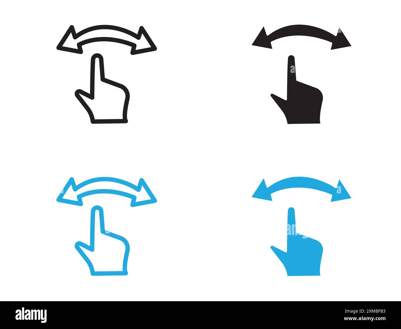 Hand, fingers, gesture, swipe, rotate icon vector line logo mark or symbol set collection ...
