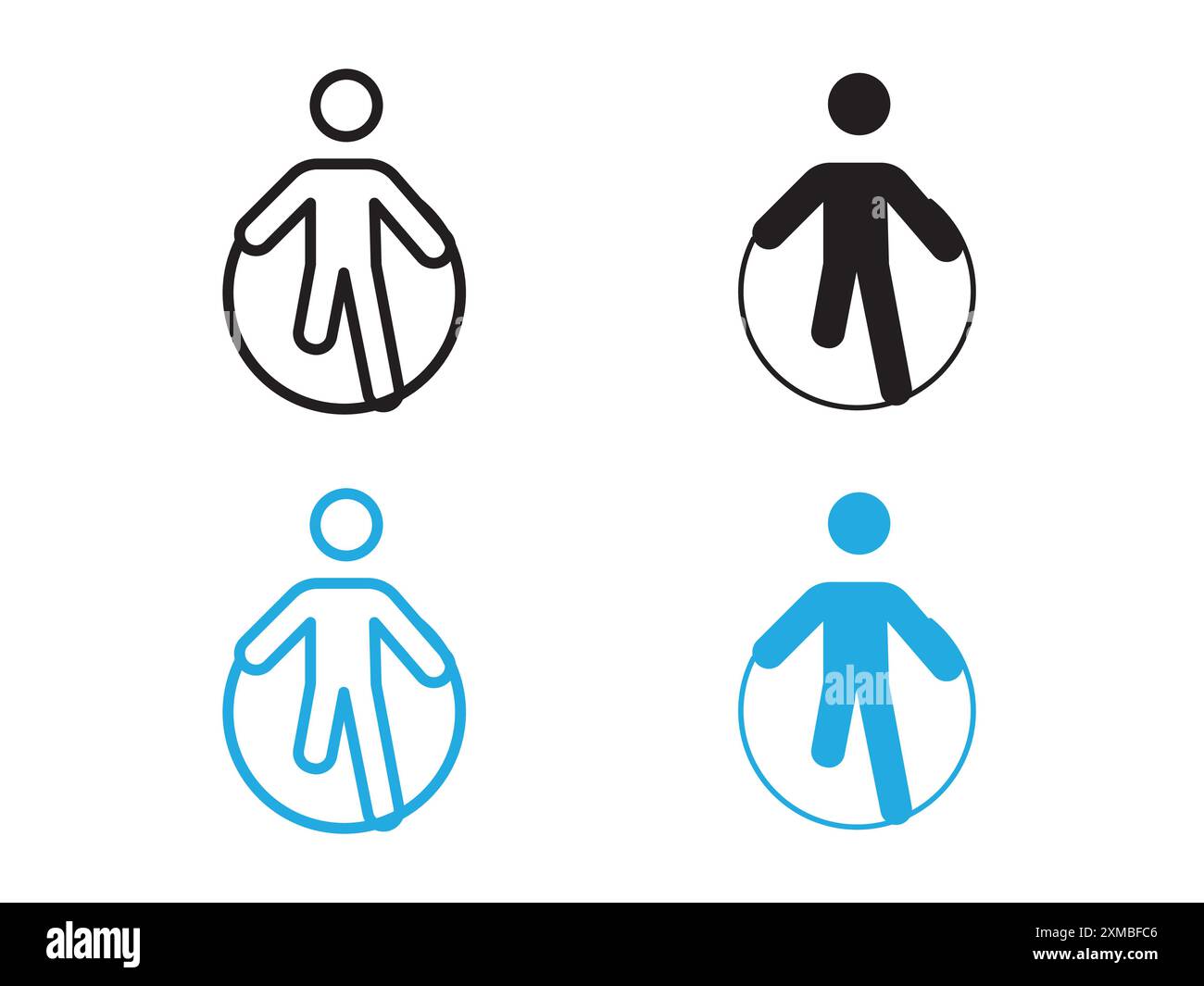 Man jumping with skipping rope icon vector line logo mark or symbol set ...