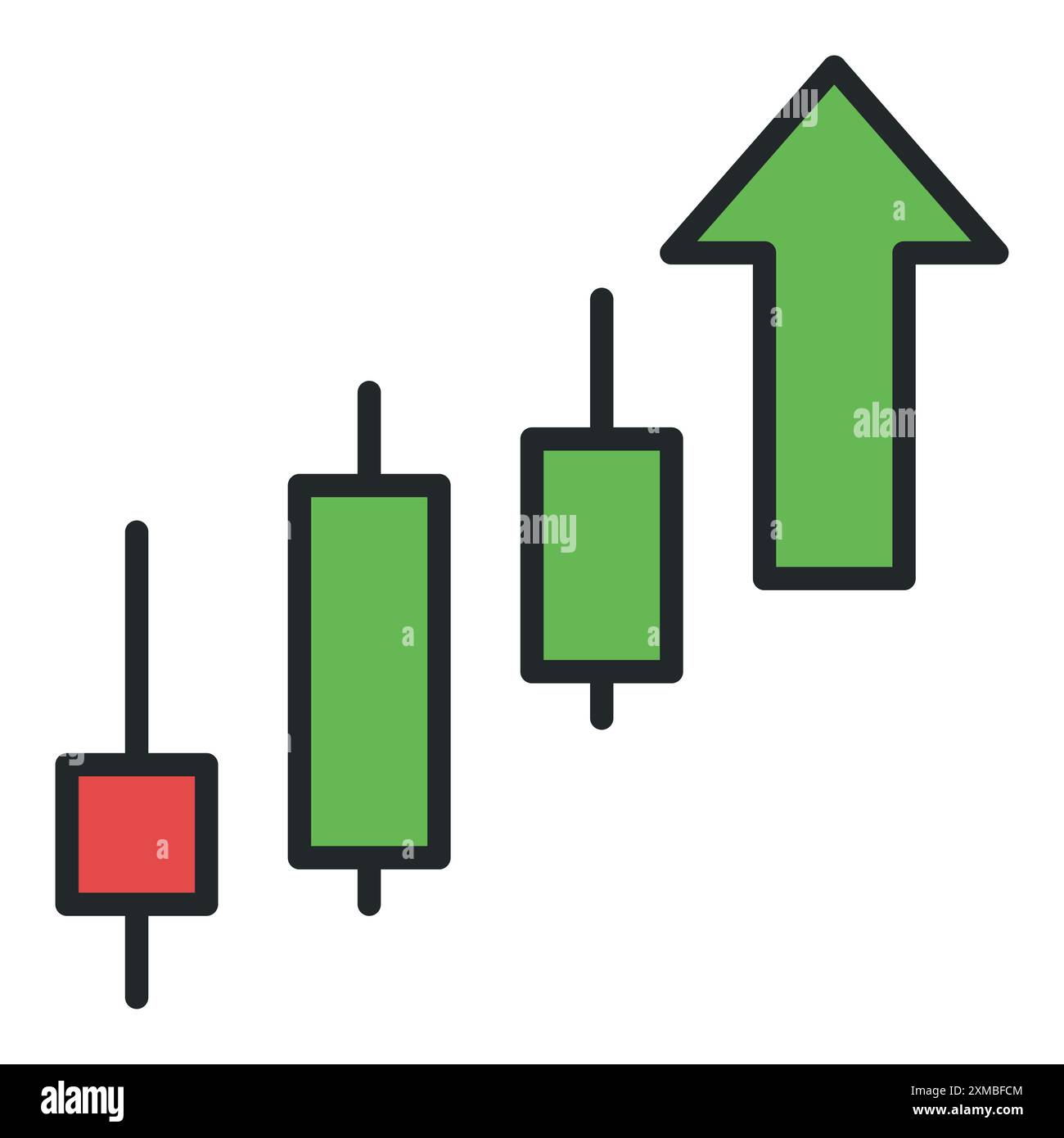 Uptrend Candlestick Chart vector concept colored icon or sign Stock ...