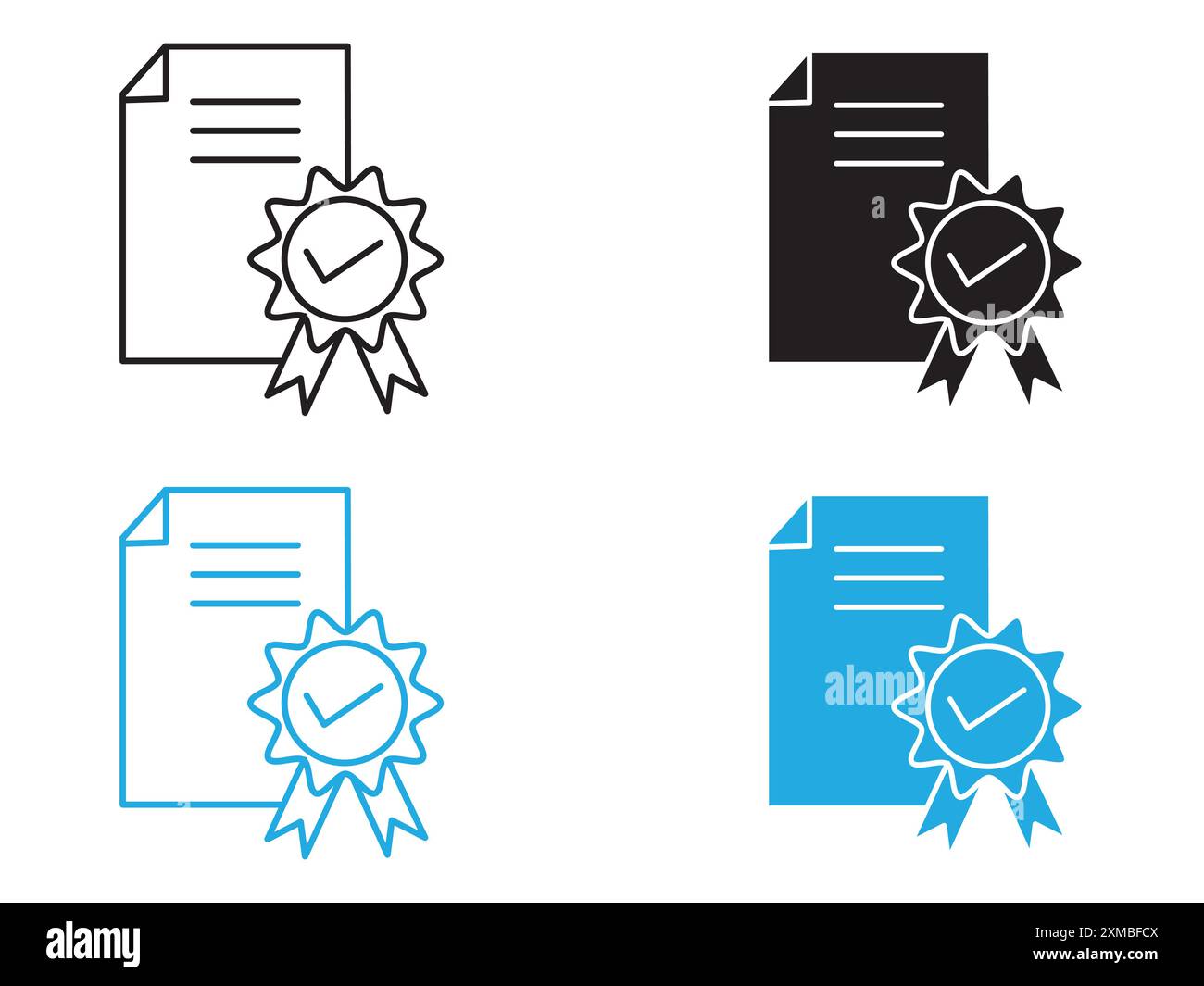 Course Completion Certificate Icon Vector Line Logo Mark Or Symbol Set Collection Outline Style