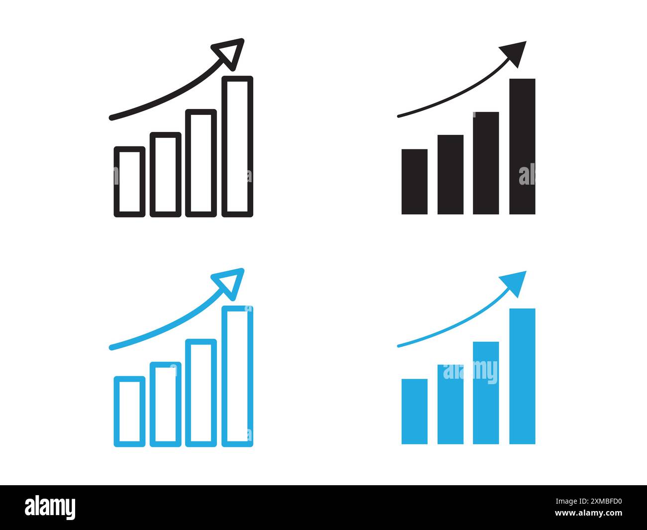 Increase chart icon vector line logo mark or symbol set collection ...
