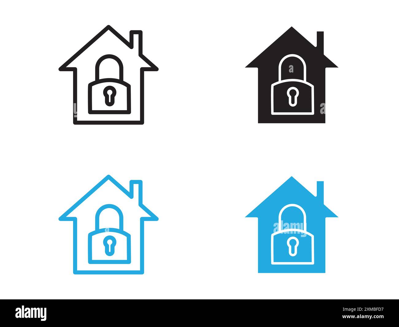 Home Security Icon Vector Line Logo Mark Or Symbol Set Collection Outline Style Stock Vector