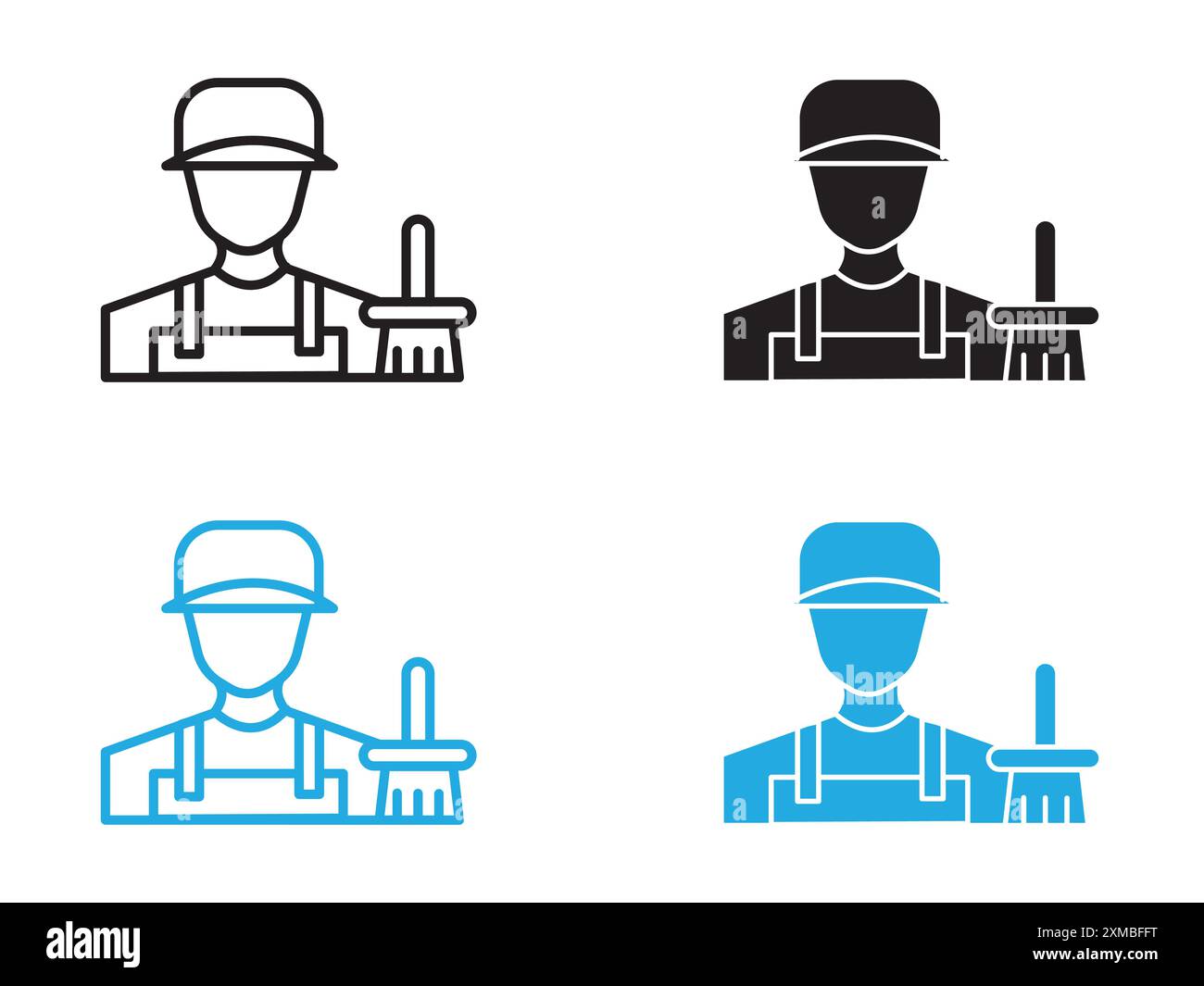 Janitor Icon Vector Line Logo Mark Or Symbol Set Collection Outline Style Stock Vector Image