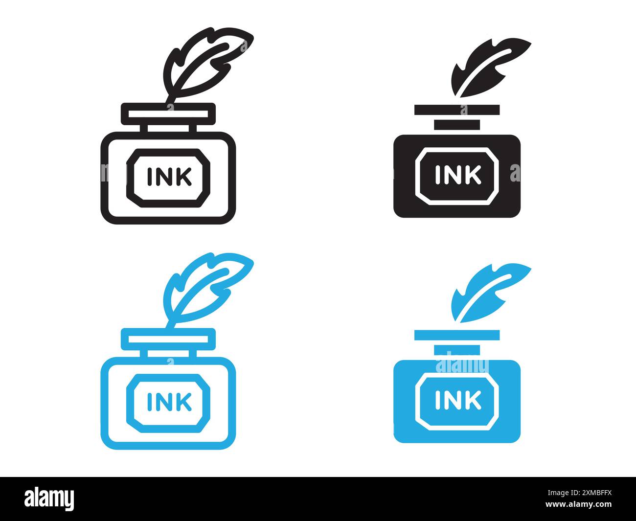 Ink and quill icon vector line logo mark or symbol set collection ...