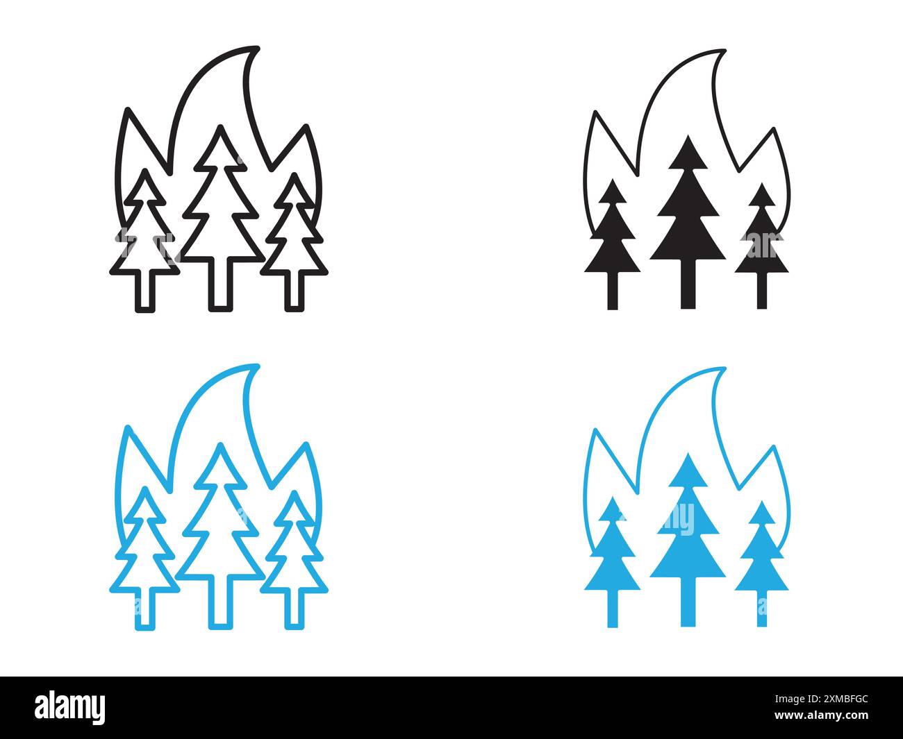 Destruction of forests icon vector line logo mark or symbol set ...