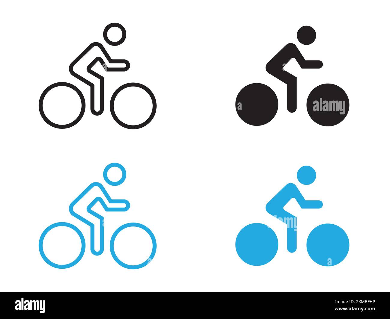 Man on bicycle icon vector line logo mark or symbol set collection ...