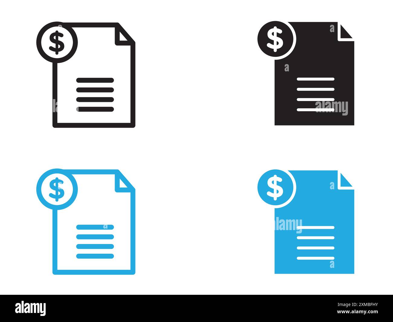 Invoice document icon vector line logo mark or symbol set collection ...