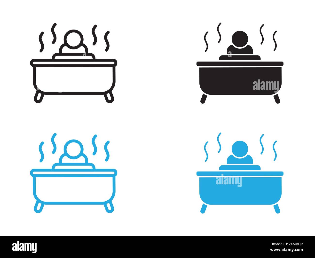 Man relaxing in jacuzzi icon vector line logo mark or symbol set ...