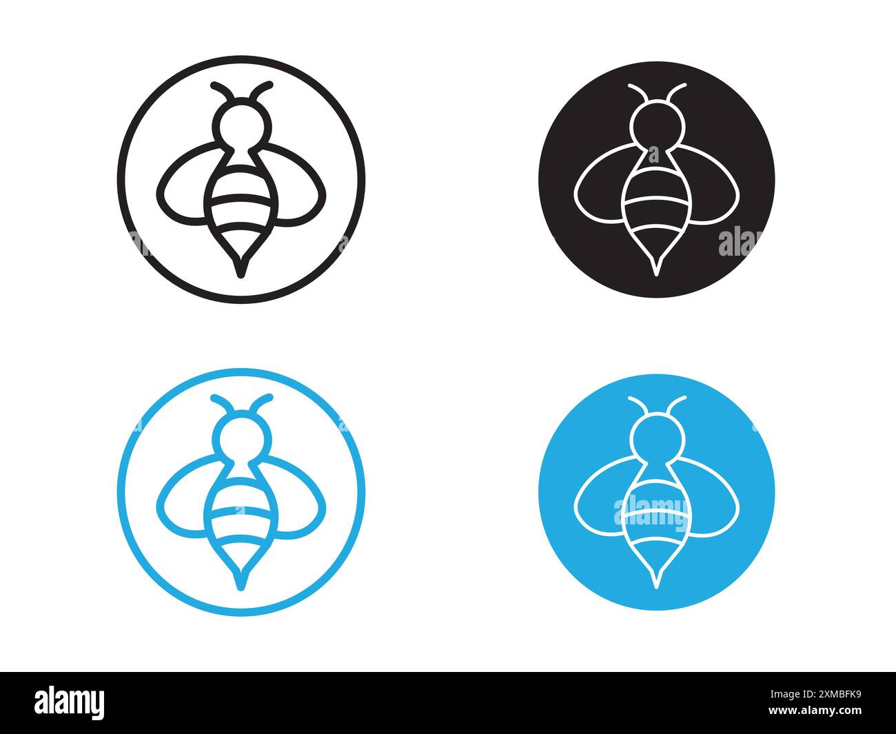 honey Bee icon vector line logo mark or symbol set collection outline ...