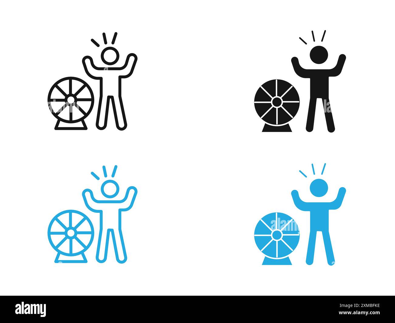 Men luck icon vector line logo mark or symbol set collection outline ...