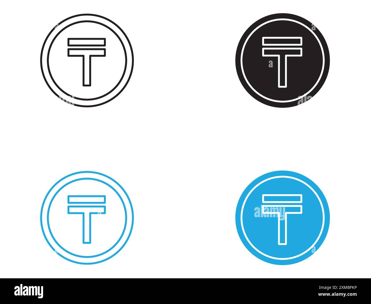 Kazakhstan tenge icon vector line logo mark or symbol set collection ...