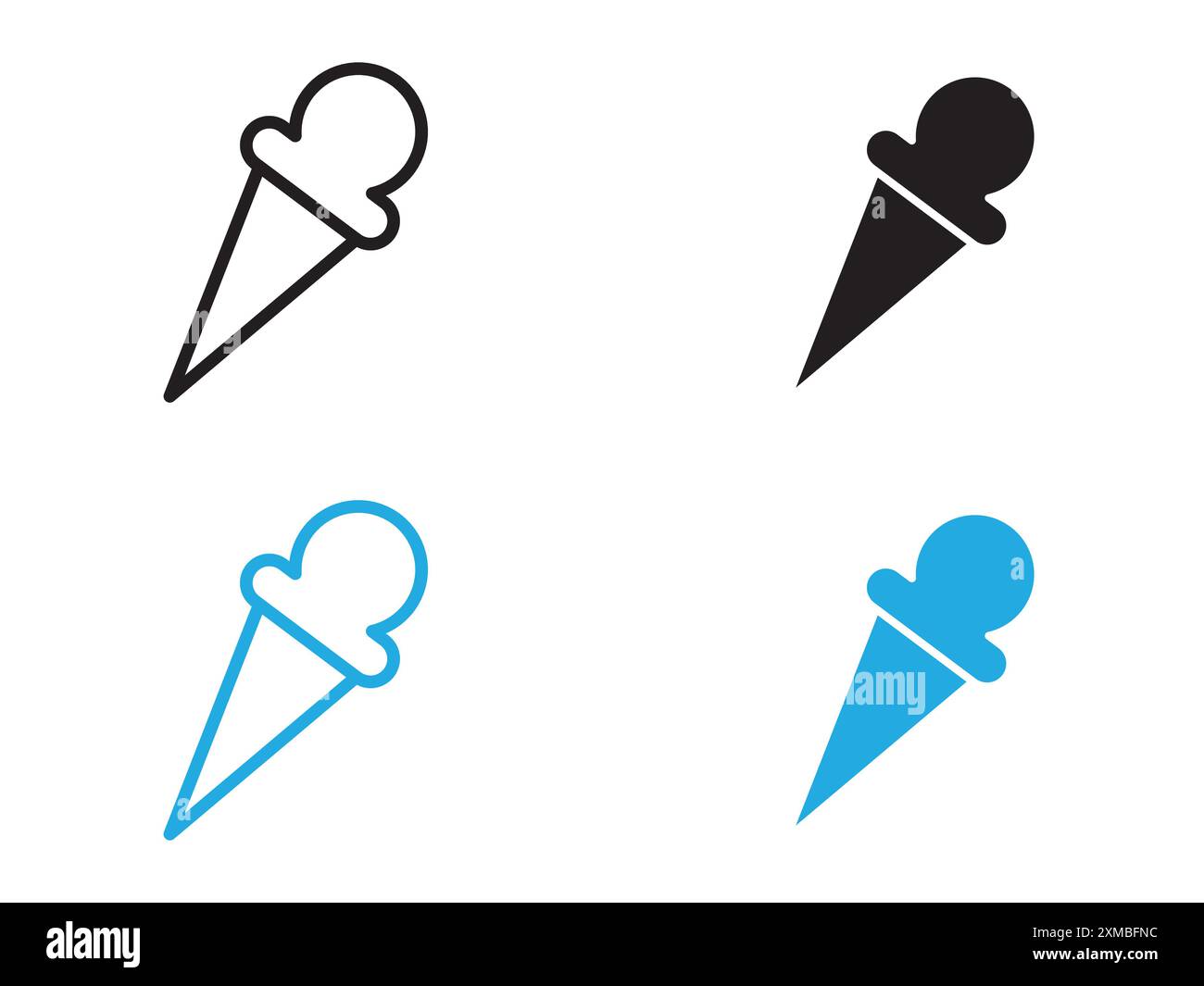 ice cream cone icon vector line logo mark or symbol set collection ...