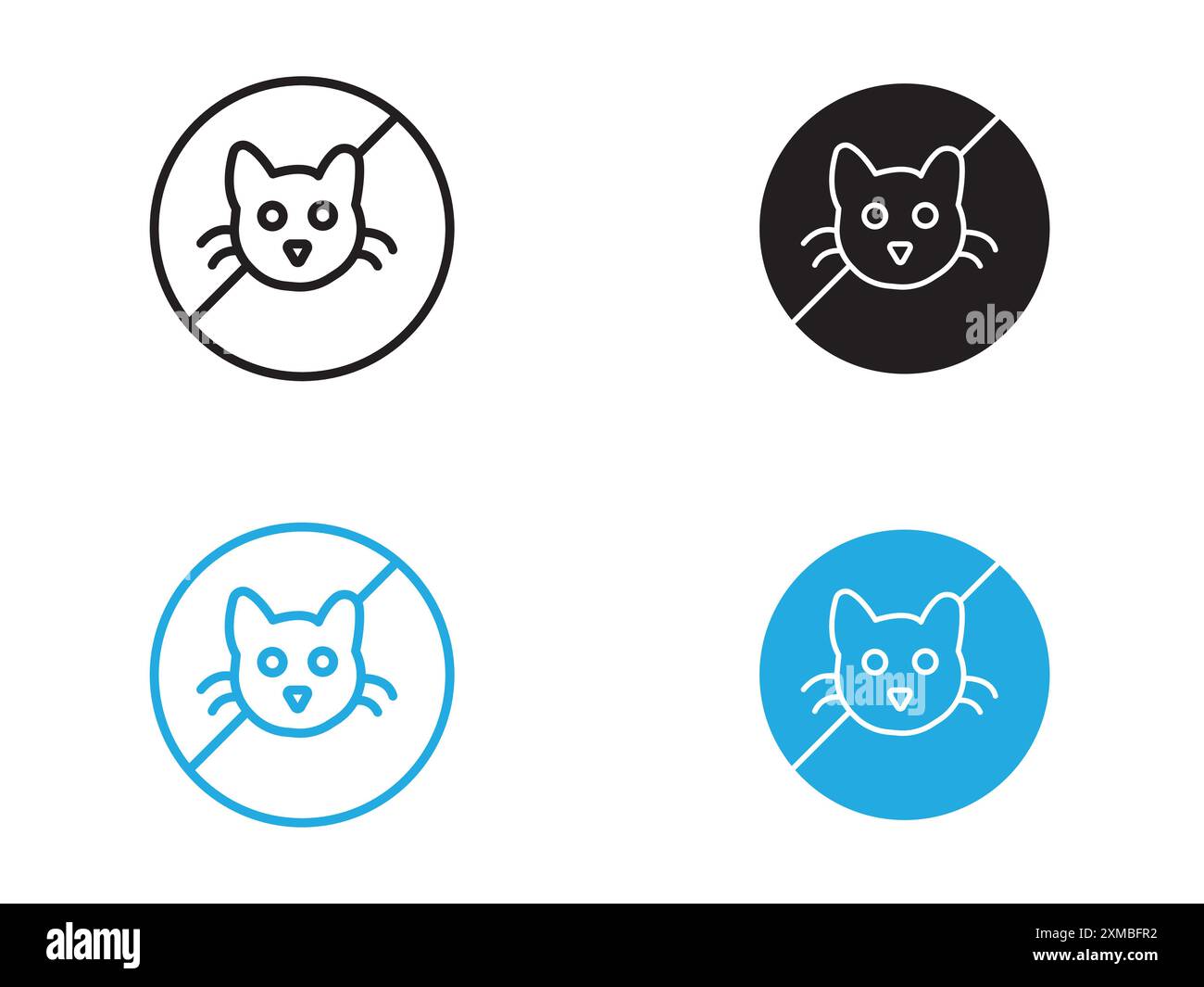 No cats allowed icon vector line logo mark or symbol set collection ...