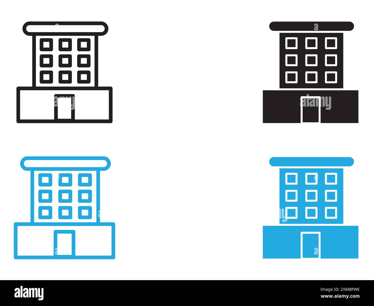 Office building icon vector line logo mark or symbol set collection ...