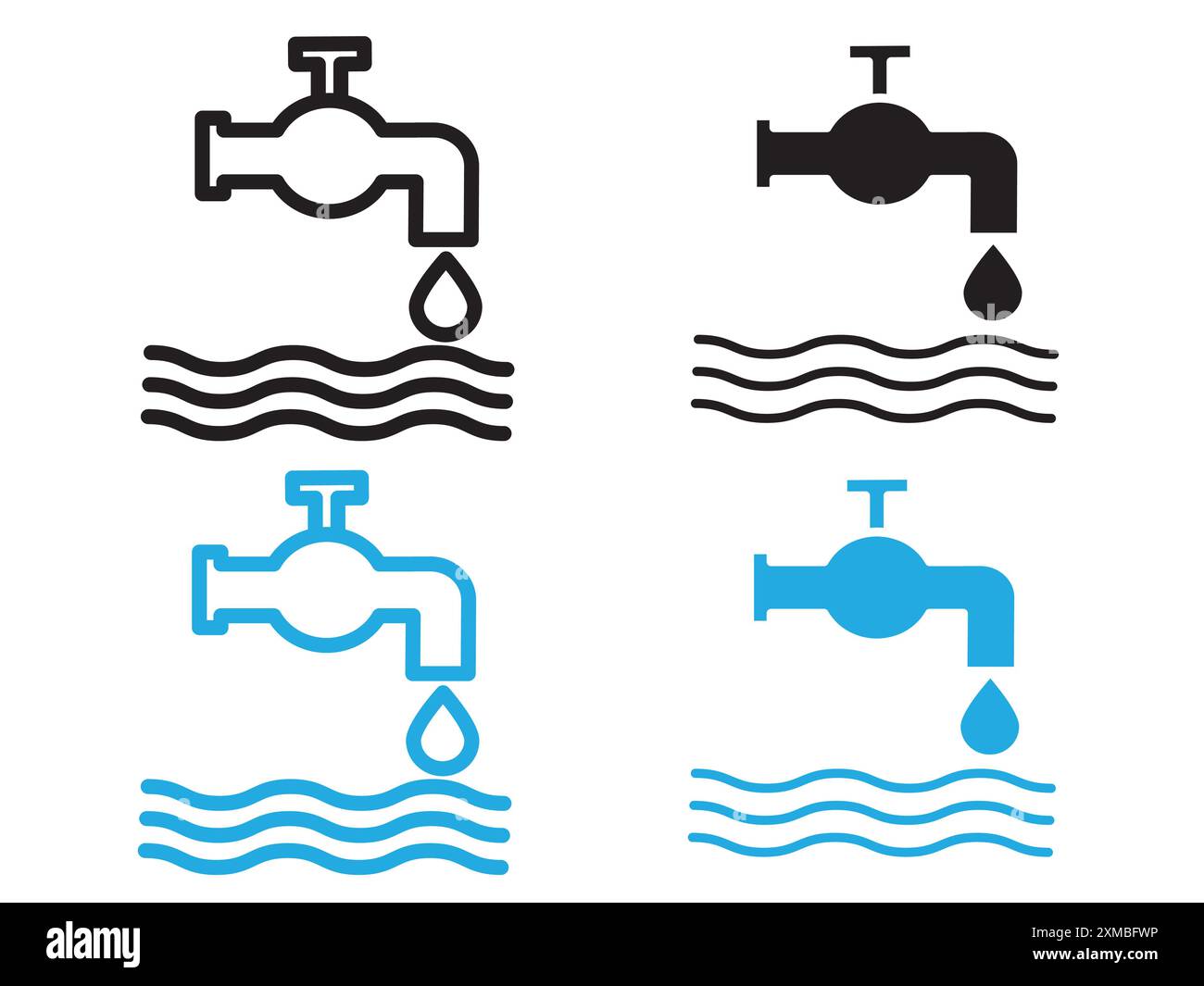 Faucet tap water icon vector line logo mark or symbol set collection ...
