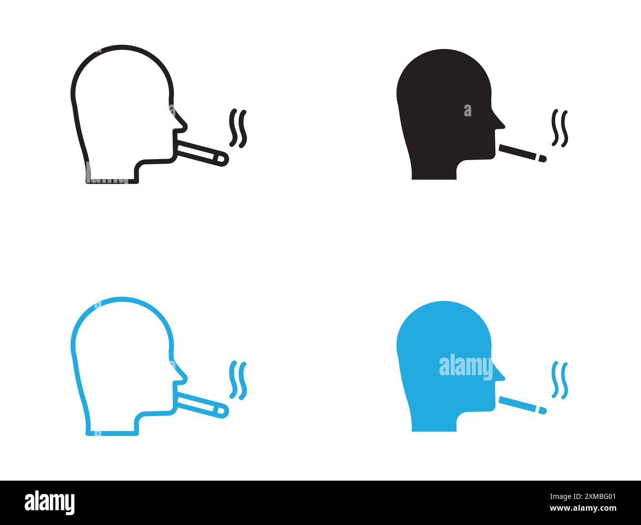Person smoking icon vector line logo mark or symbol set collection ...