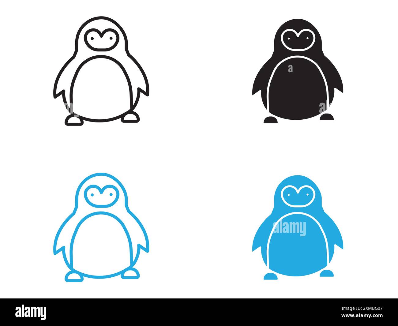 Penguin icon vector line logo mark or symbol set collection outline ...