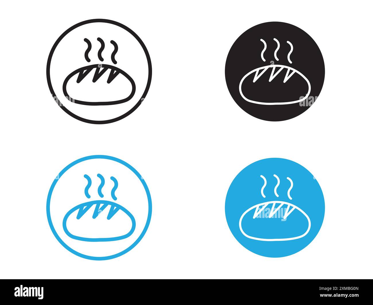 Fresh bakery pastry shop icon vector line logo mark or symbol set ...