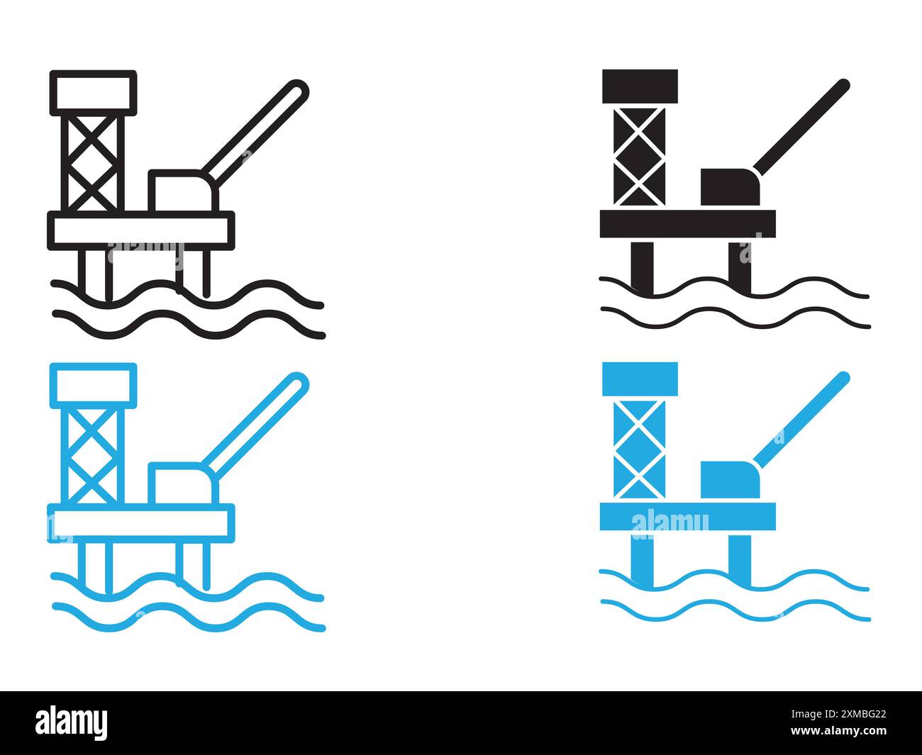 Oil platform icon vector line logo mark or symbol set collection ...