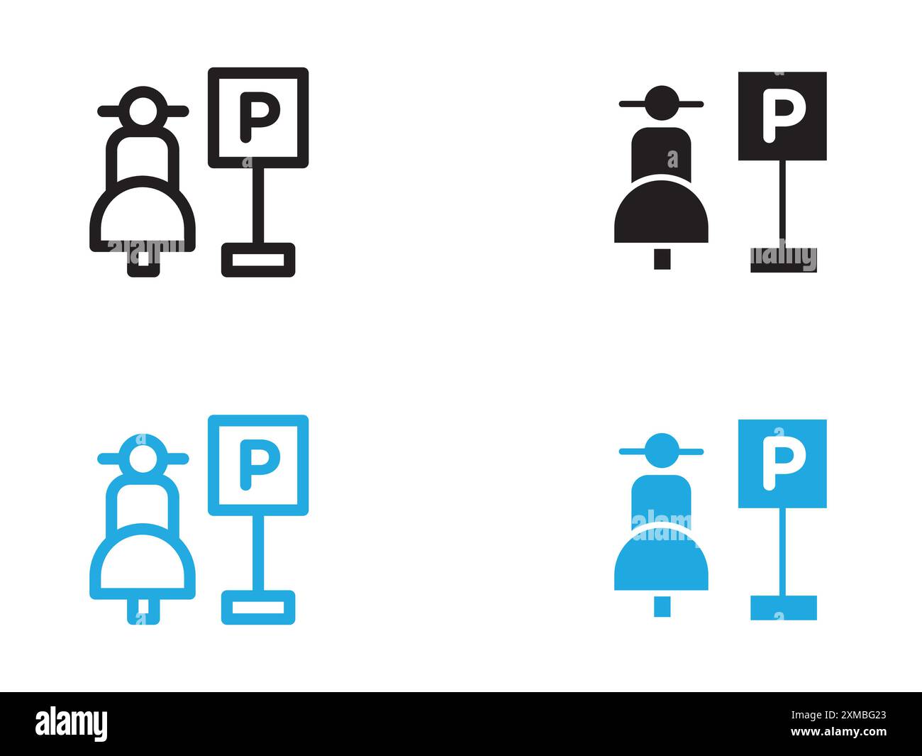 motorbike parking icon vector line logo mark or symbol set collection ...