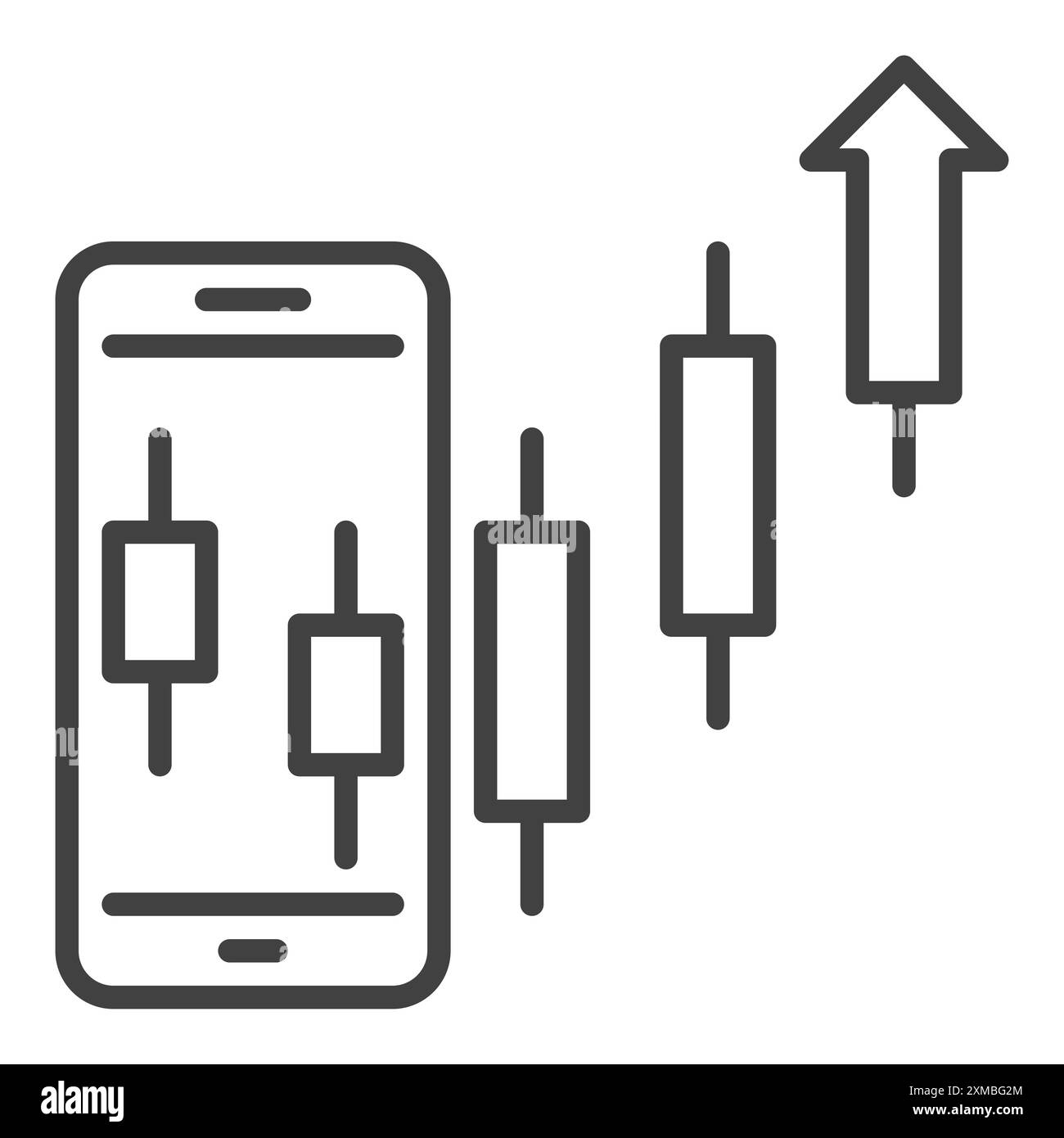 Smartphone with Uptrend Candlestick Chart vector mobile trading concept ...