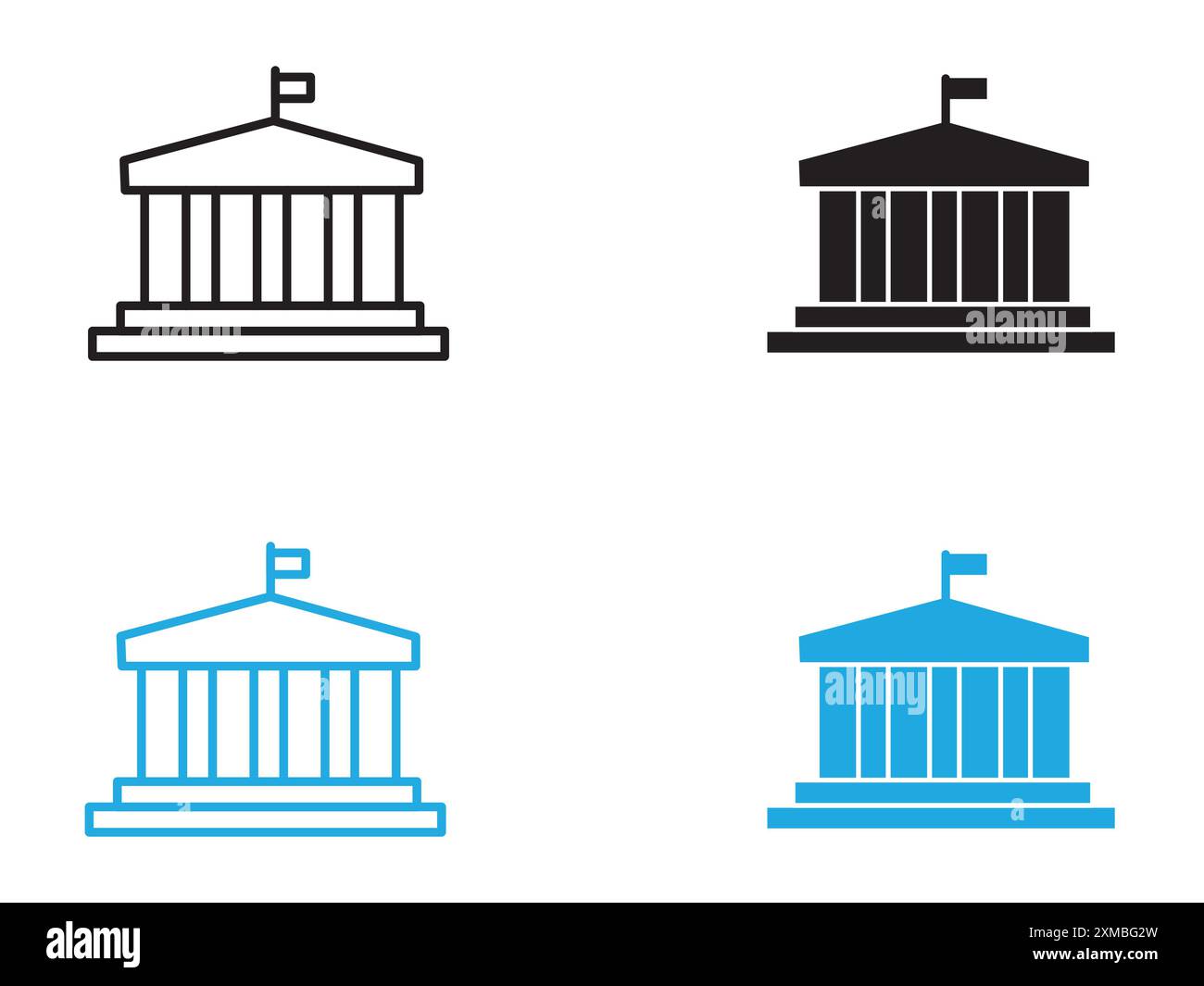 Government Icon Vector Line Logo Mark Or Symbol Set Collection Outline Style Stock Vector Image